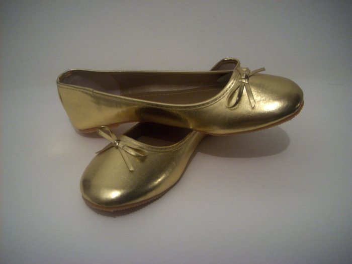 Women Gold Bridal Wedding Prom Ballet Shoes Flats Size 10