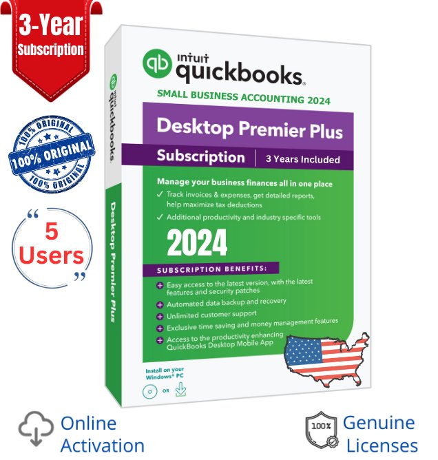 Quickbooks Desktop Premier Plus 2024 - 3 Year Subscription License - 5 ...