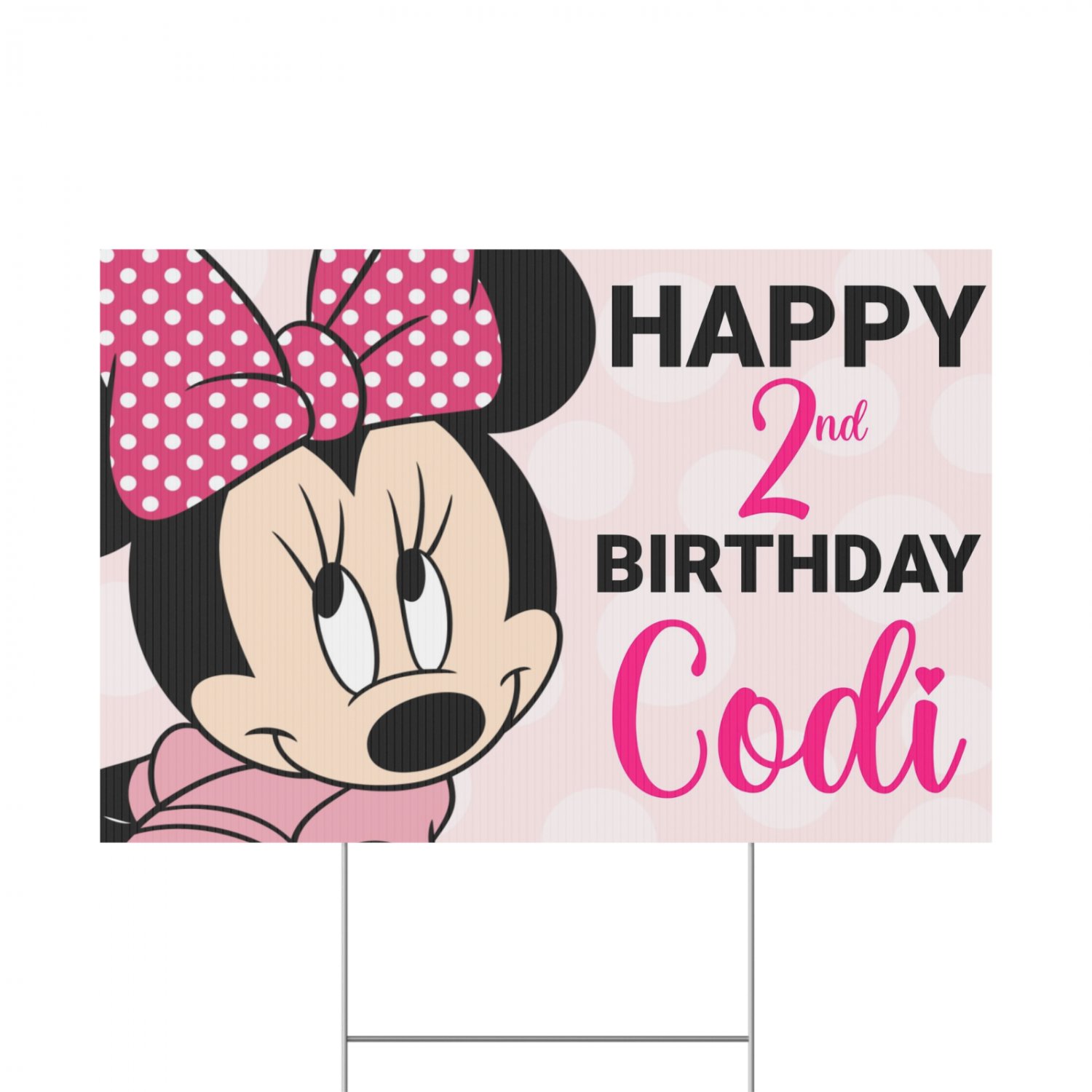 Birthday Lawn Sign, Personalized, Minnie Mouse Birthday Lawn Sign 18'x12"