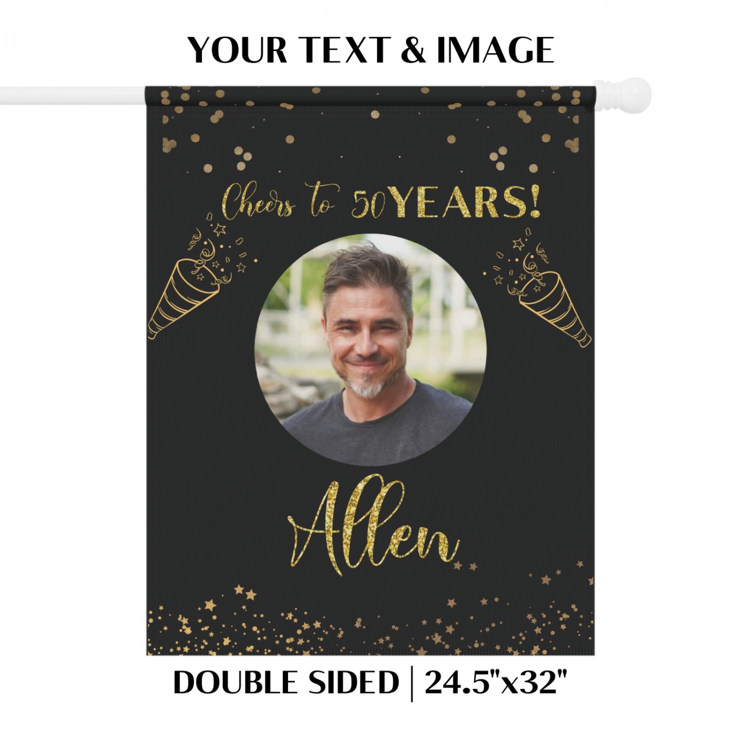 50th Birthday Flag | Birthday Flags | Banners | Personalized | Double Sided