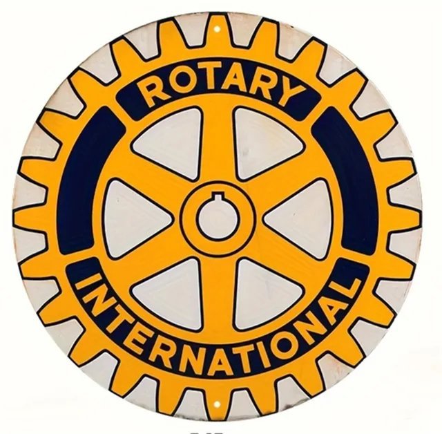 Rotary International Emblem Round Tin Sign - Celebrating Service Above Self