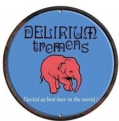 Pink Elephant Delirium Tremens: Round Tin Sign, Belgian Strong Ale, 8.5 ...