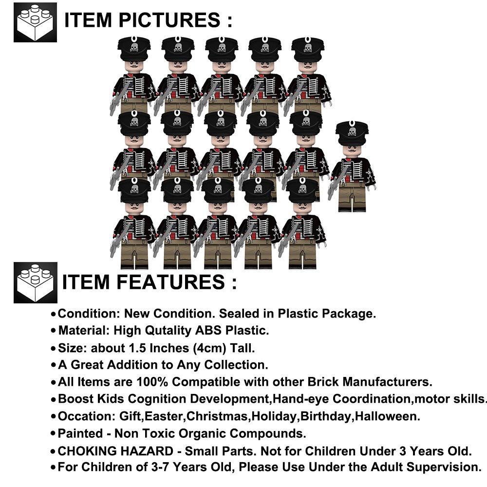Prussian Skeleton Hussars Infantry 16 Minifigures Set Toys