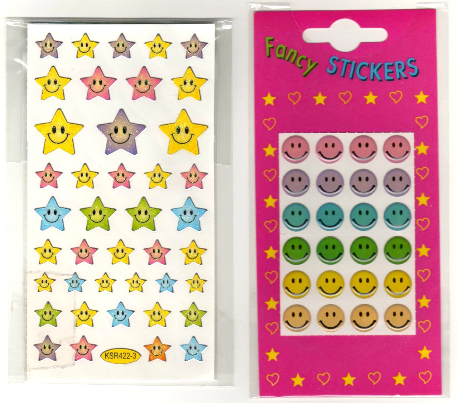 Stars and smileys sticker sheets