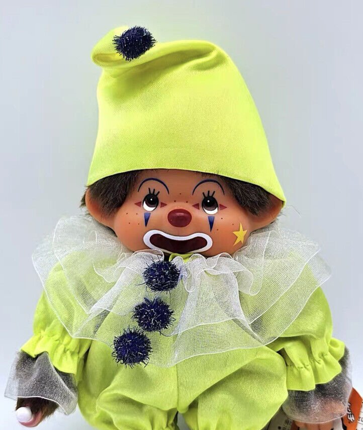 Rare Monchhichi Green Clown Plush Doll S