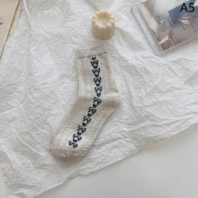Cartoon Brown Bear Theme Cotton Socks Print Funny Middle Tube Socks ...