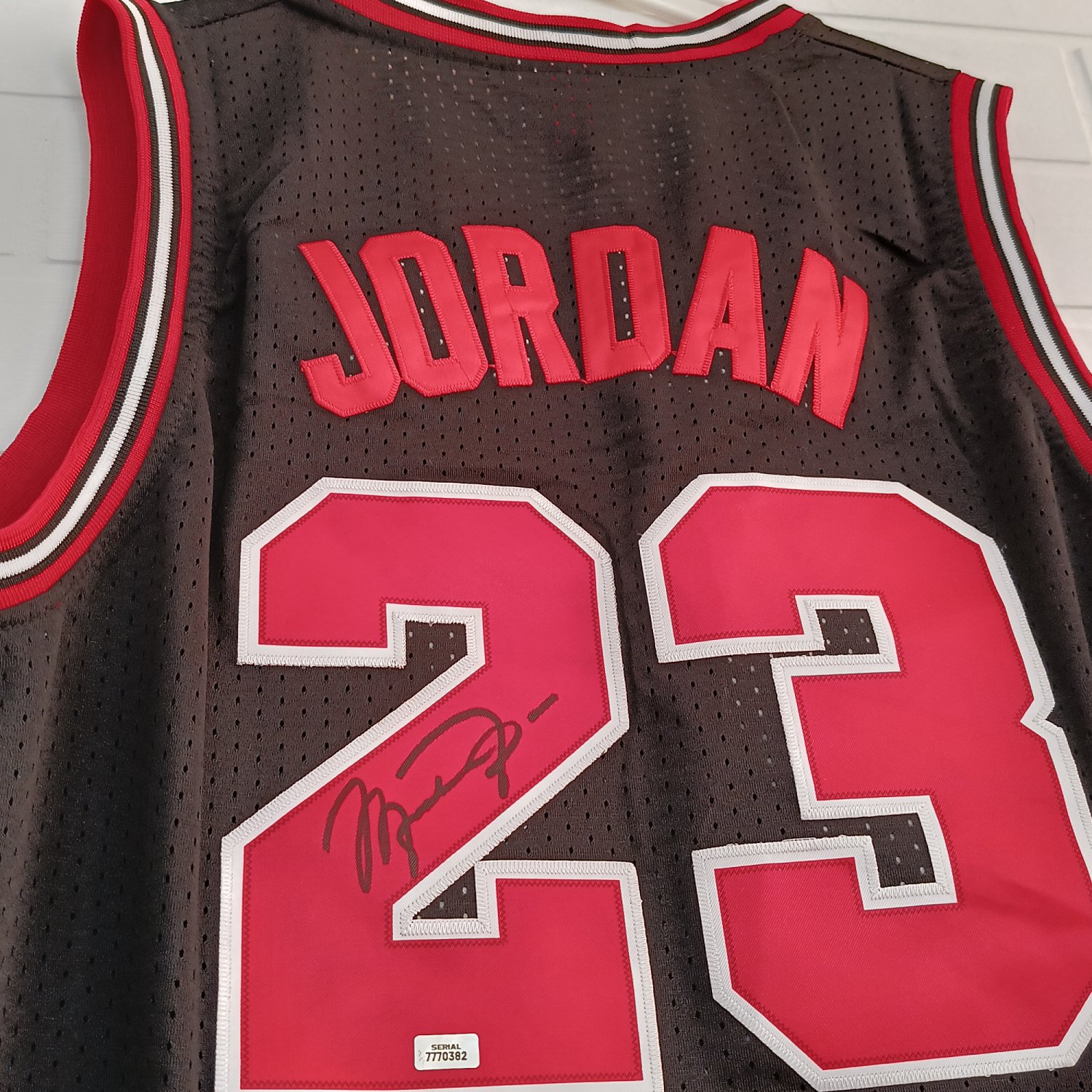 Michael Jordan Signed Autographed NBA Chicago Bulls Black Jersey COA