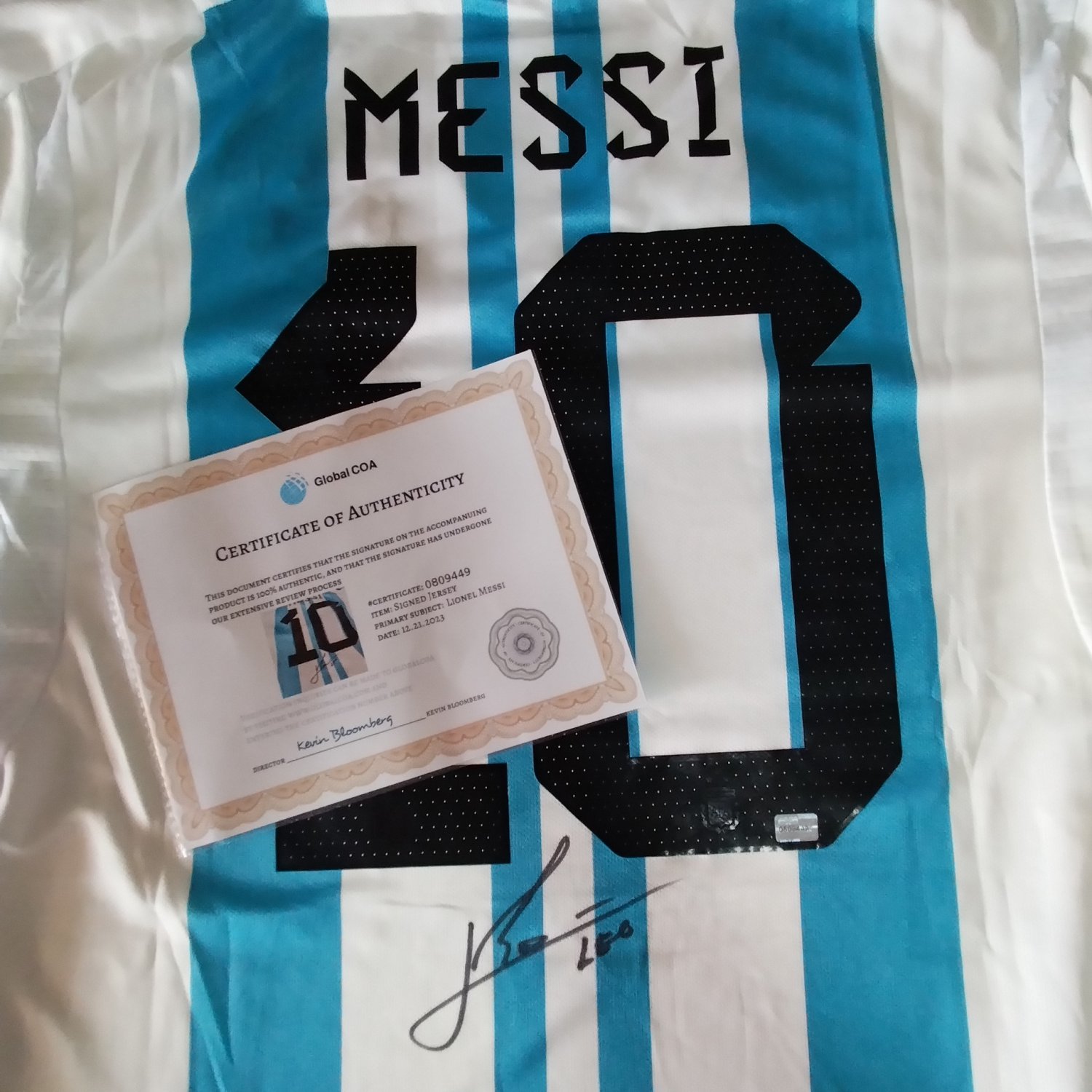 Lionel Messi Signed Autographed Team Argentina Jersey Shirt COA