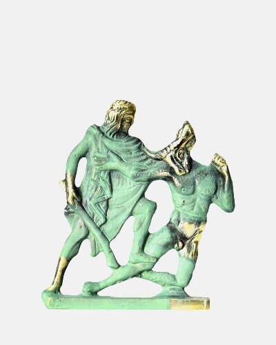 Greek Minotaur and Theseus statue from brass 13cm x 14cm