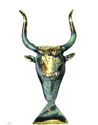 Greek Knossos Bull Head Statue from brass 20cm x 11cm