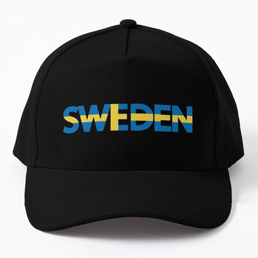 Sweden Flag Typography Design Baseball Cap Snapback Hats Black