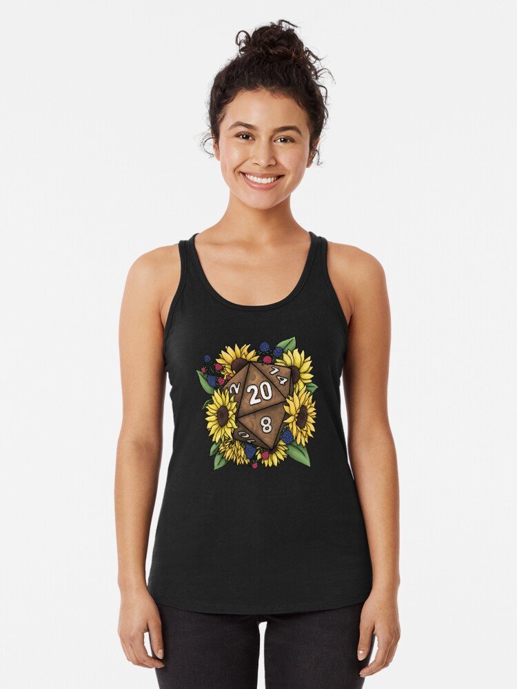 Sunflower D20 Tabletop Rpg Gaming Dice Racerback Tank Top