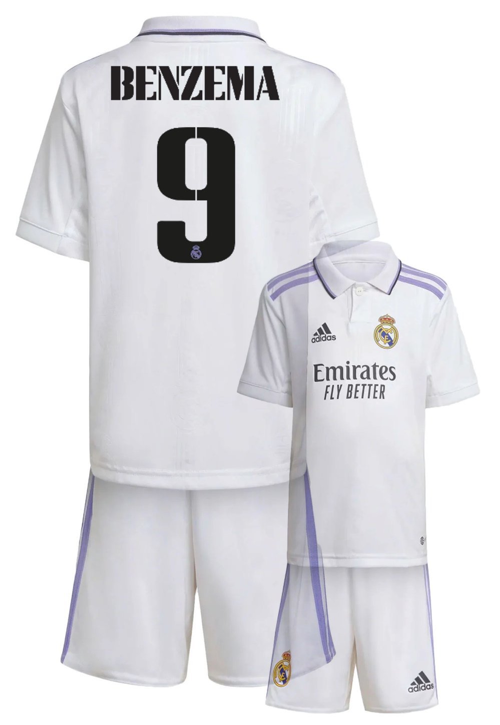 2025 BENZEMA #9 Real Madrid Kids Home Shirt Jersey Kit 22-23 Youth ...