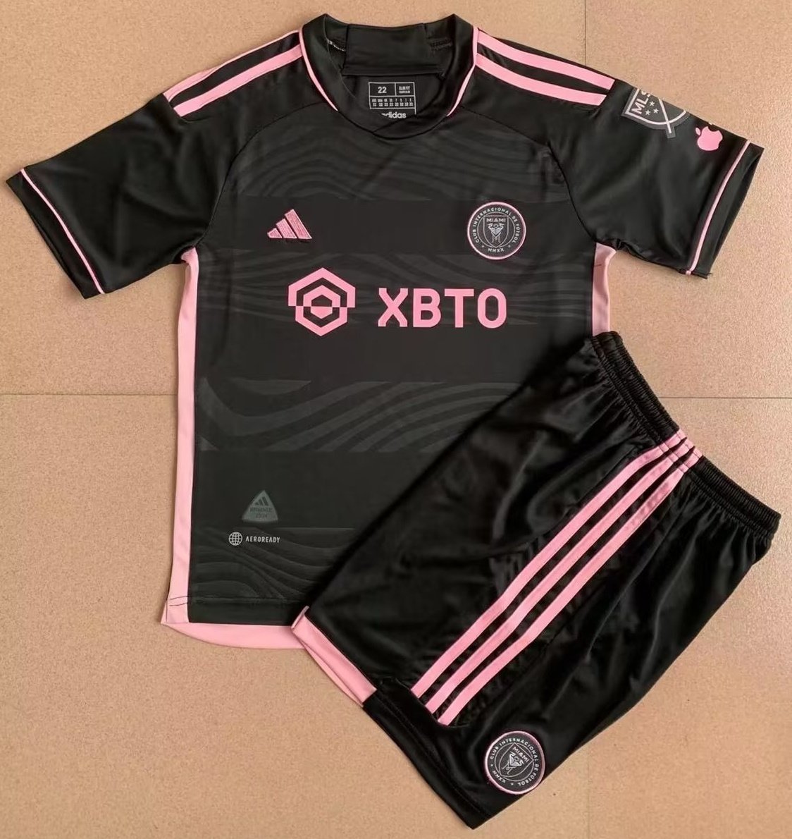 2025 Kids Inter Miami Away Black Shirt Jersey Kit 23-24 Youth Soccer ...