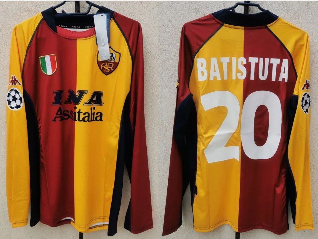 Roma 2001 Retro Jersey BATISTUTA 20 Home New Soccer Jersey