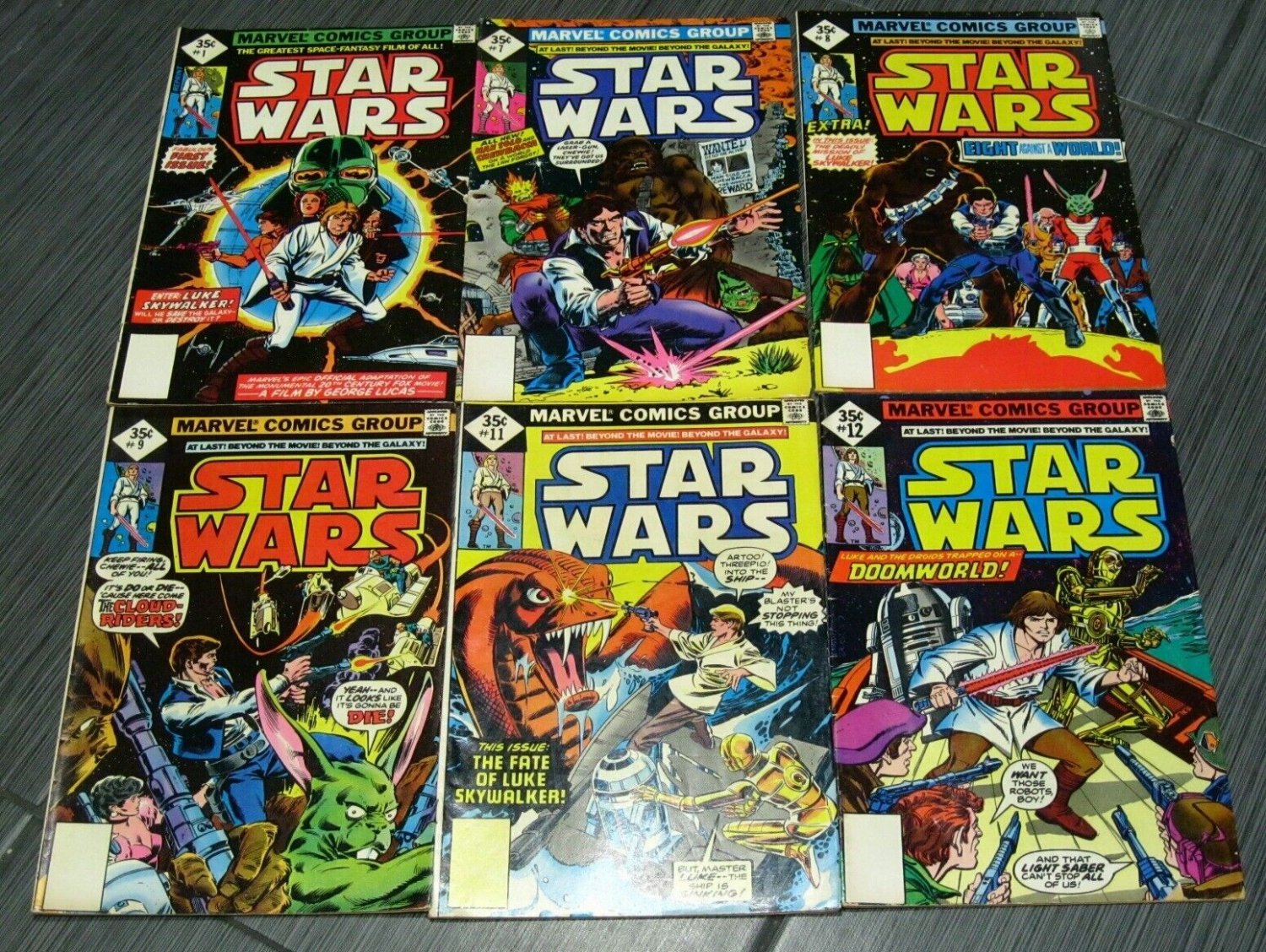 Original STAR WARS Marvel Comic Book LOT of 6 VINTAGE 1970's #1 7 8 9 11 12