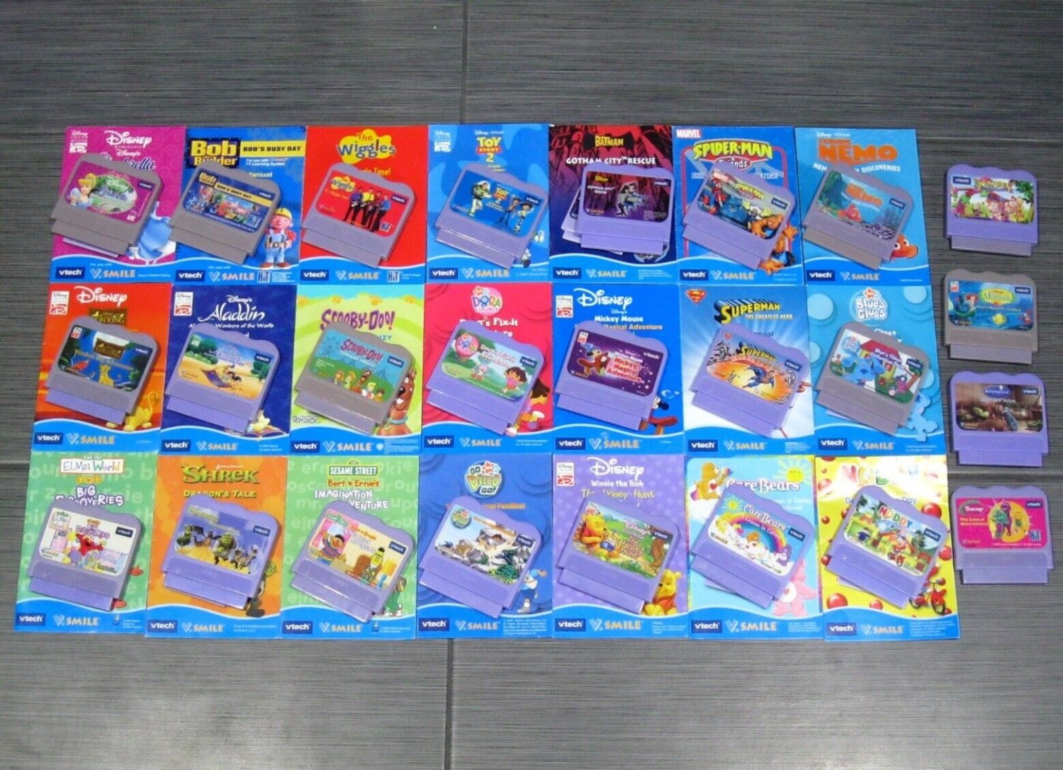 VTECH VSmile 25 GAME Cartridges 21 Booklet LOT Care Bears Toy Story ...