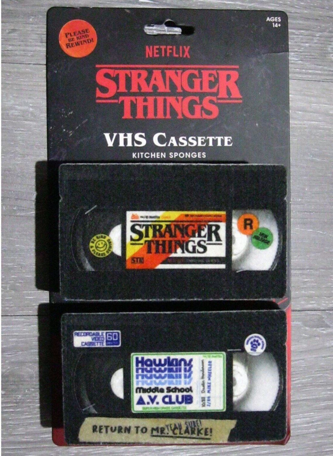 Stranger Things Netflix Retro VHS Video Cassette Kitchen Sponge Set Gag ...