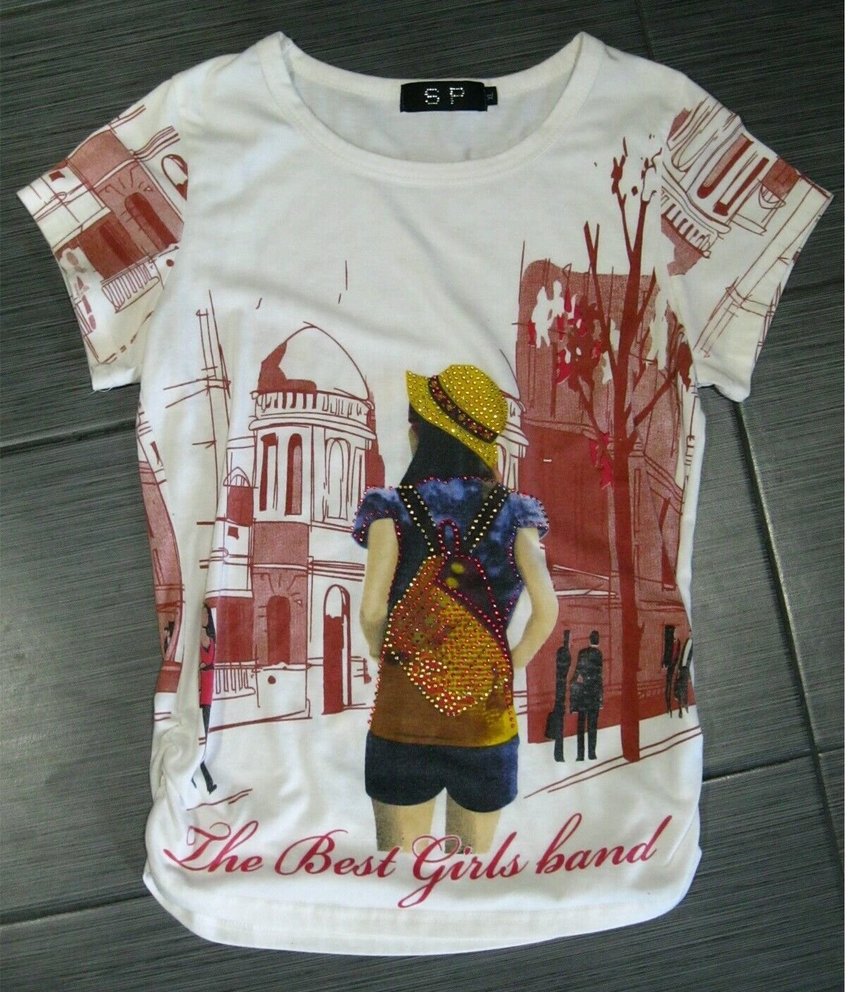 SP The Best Girls Band Jeweled Beaded Ruffle T-Shirt Thailand Girls XL