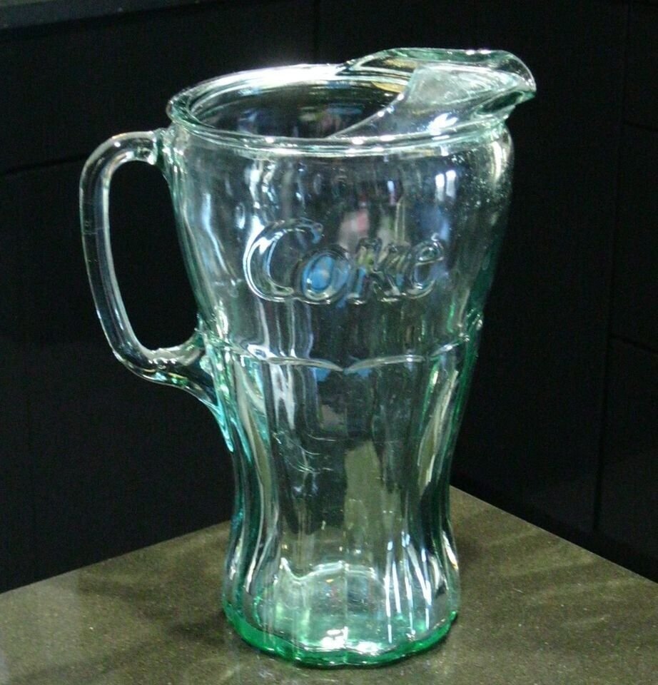 COCA COLA Glass Coke PITCHER Georgia Green Pitcher Fluted Ice Spout VINTAGE