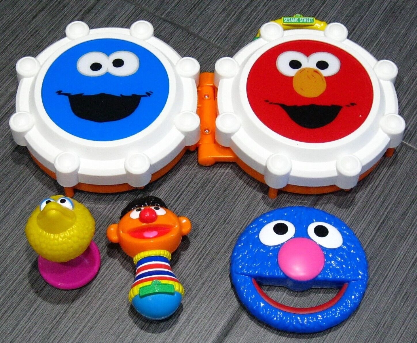 Sesame Street ELMO COOKIE MONSTER BIG BIRD Take Along Band Set DRUM ...