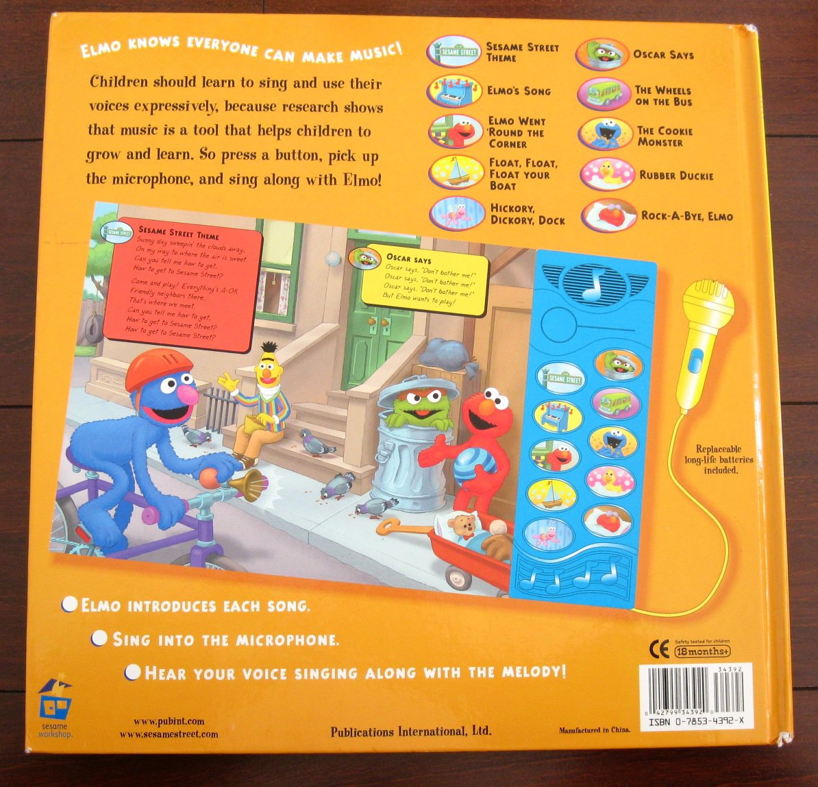 Sesame Street Elmo Sing-Along Songs Musical Sound Board Book w/Microphone