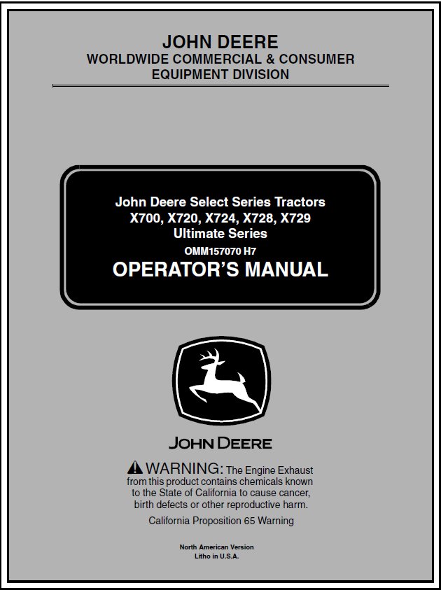 John Deere X700, X720, X724, X728, X729 Ultimate Series Tractor ...