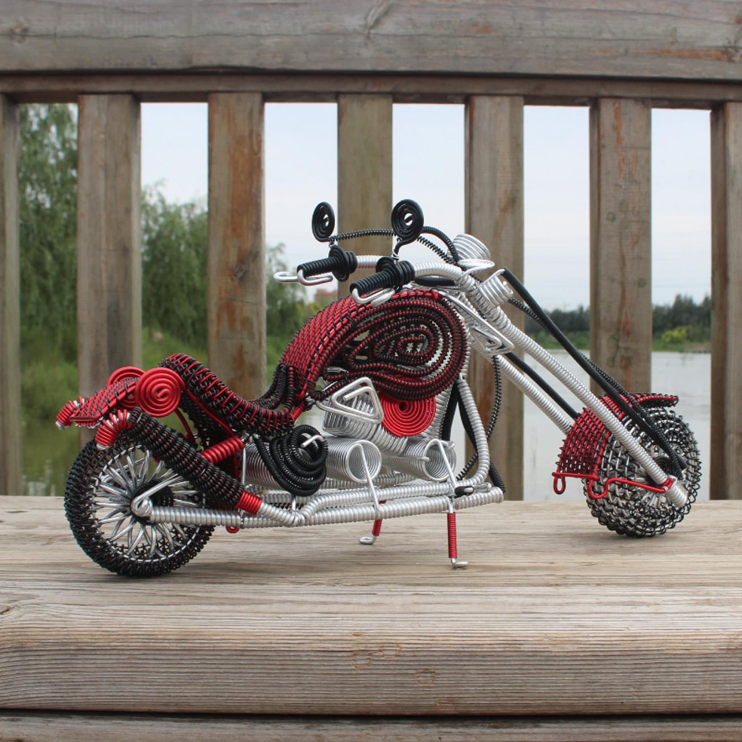 Wire art motorcycle sculpture, Unique figurines for motorcycle ...