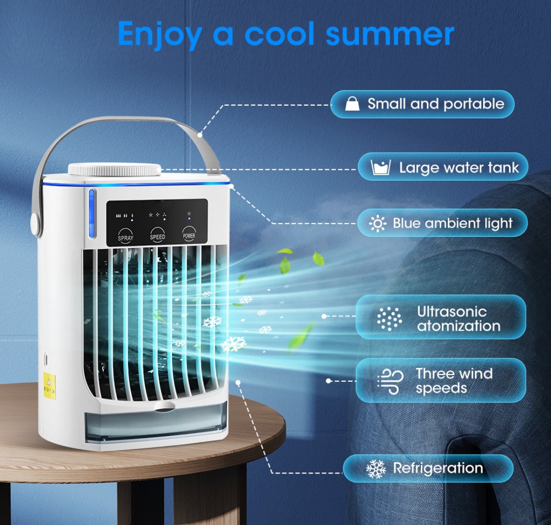 New Mini Air Cooler Household Humidification Spray Fan