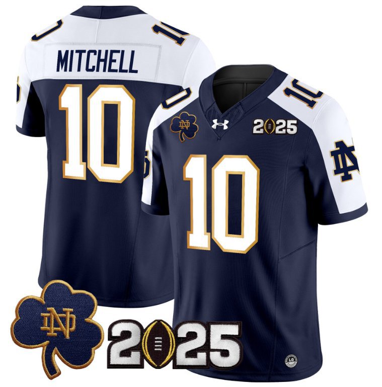 Kris Mitchell Jersey #10 Notre Dame 2025 CFP Final Patch Navy ALternate