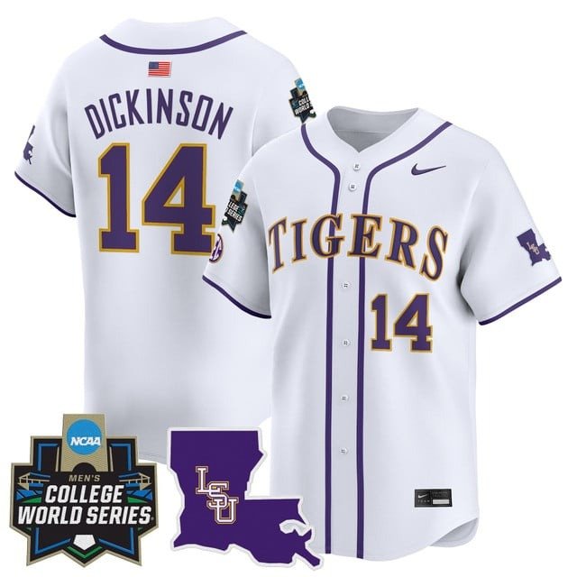 Daniel Dickinson Jersey #14 LSU Tigers 2025 World Series Vapor Premier ...