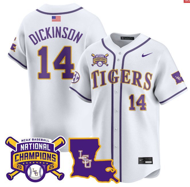 Daniel Dickinson Jersey #14 LSU Tigers 2025 National Champions Map ...
