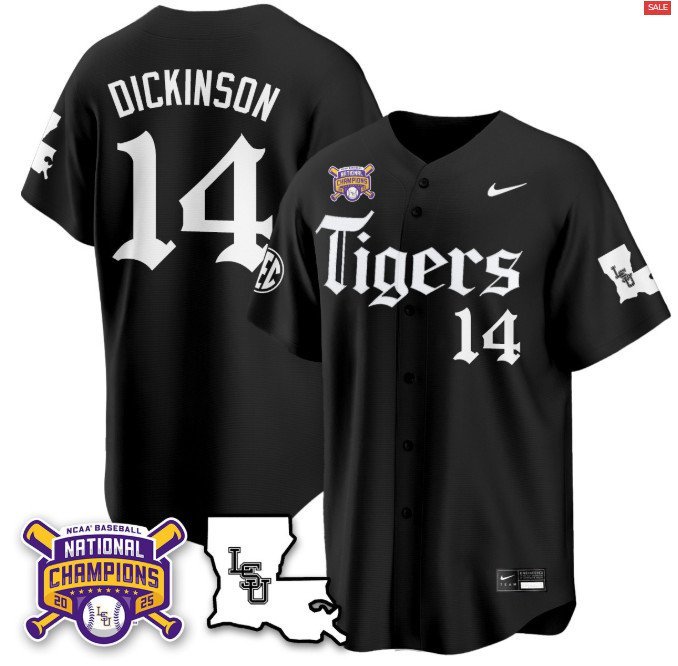 Daniel Dickinson Jersey #14 LSU Tigers 2025 National Champions Map ...
