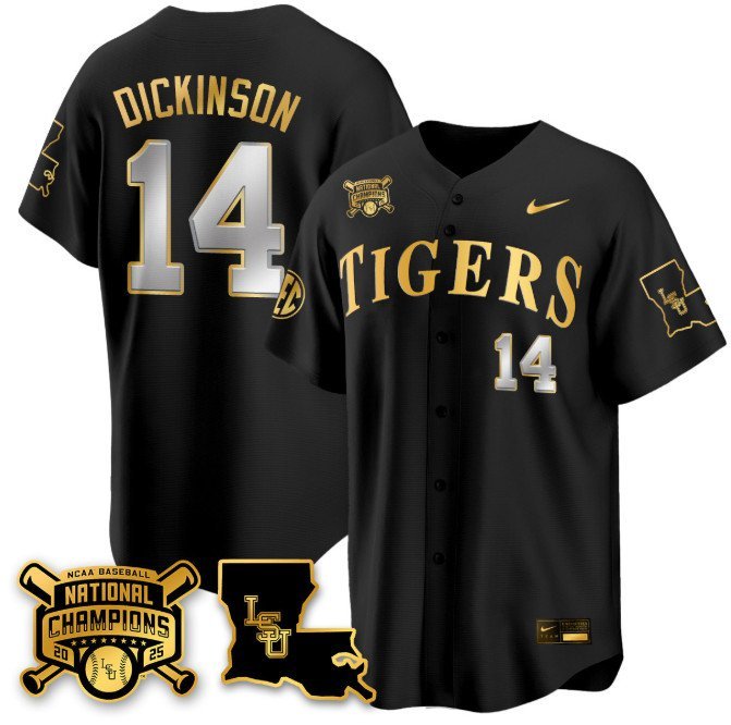 Daniel Dickinson Jersey #14 LSU Tigers 2025 National Champions Map ...