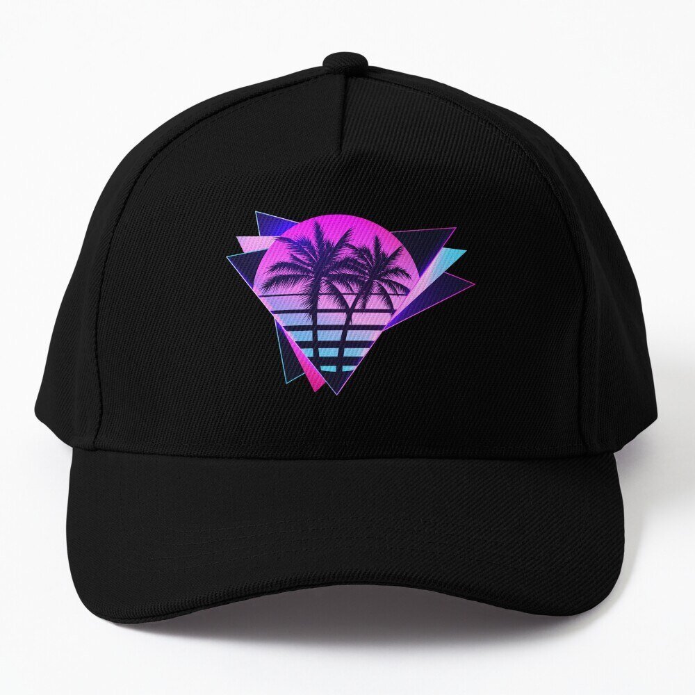 80s Retro Miami Neon Vaporwave Aesthetic Sunset Baseball Cap Casquette ...