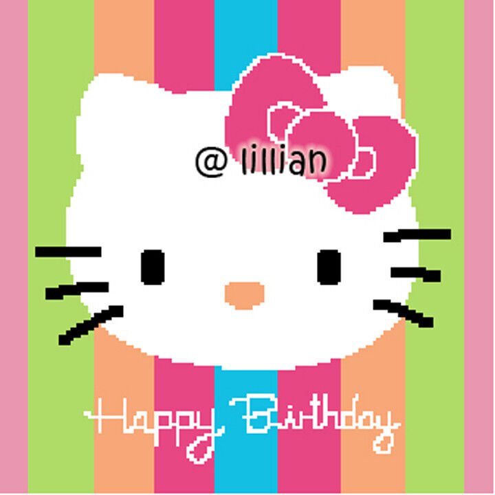 new HELLO KITTY COLORFUL HAPPY BIRTHDAY Counted Cross Stitch PATTERN