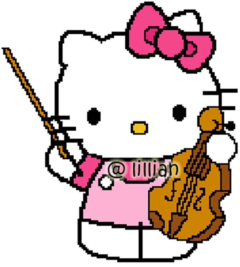 new HELLO KITTY PLAYING VIOLIN Counted Cross Stitch PATTERN