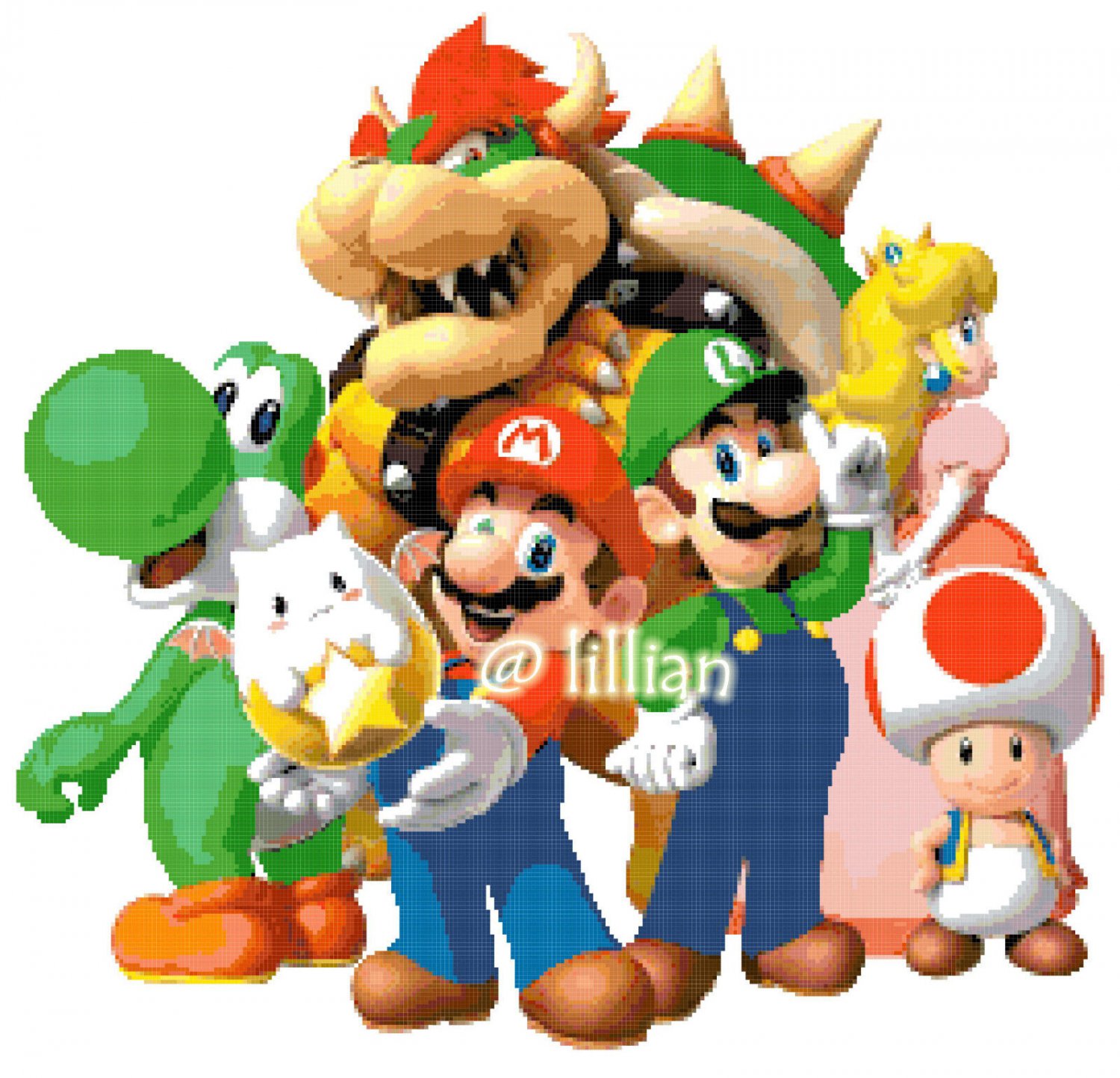 new SUPER MARIO FAMILY Counted Cross Stitch PATTERN