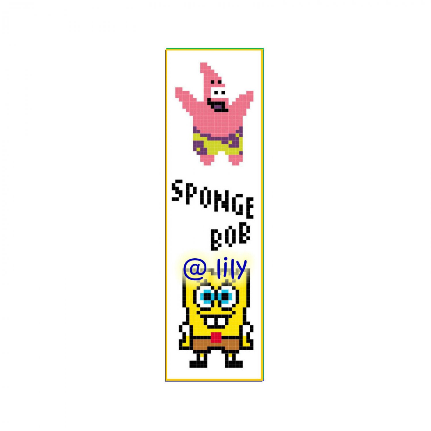 SPONGEBOB PATRICK S Grosgrain Ribbon Counted Cross Stitch Pattern Chart ...