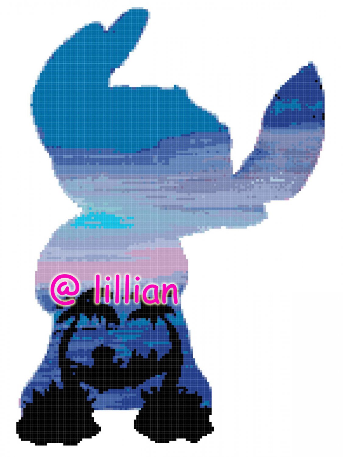 new LILO & STITCH Potrait SILHOUETTE Counted Cross Stitch PATTERN Chart