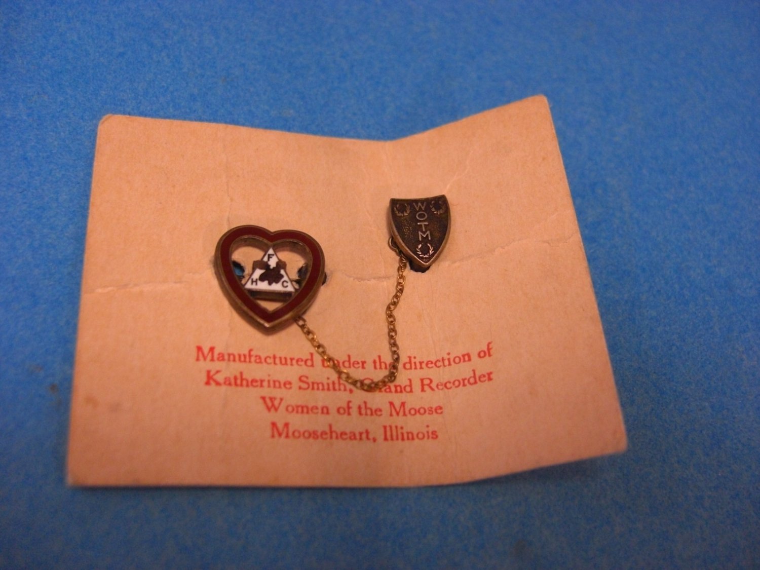 Women Of The Moose Lapel Pin Red Enamel Heart WOTM FHCB