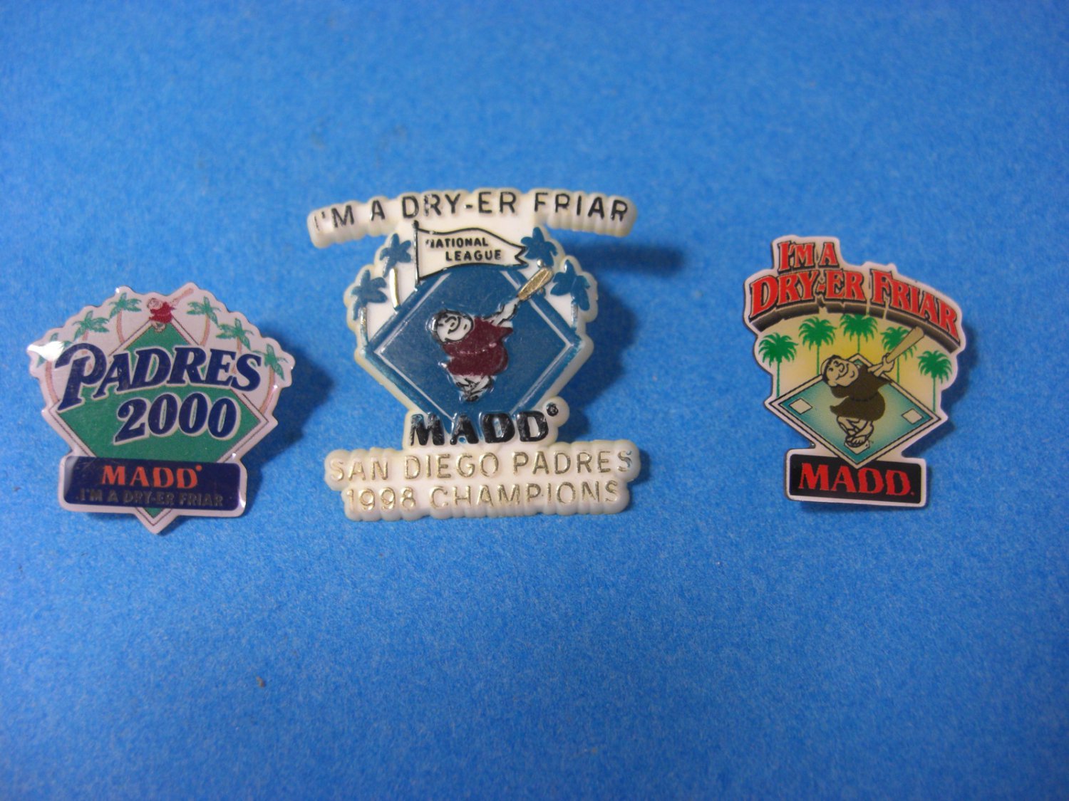San Diego Padres MADD Club Dry-Er Friar Pins 1999-2000