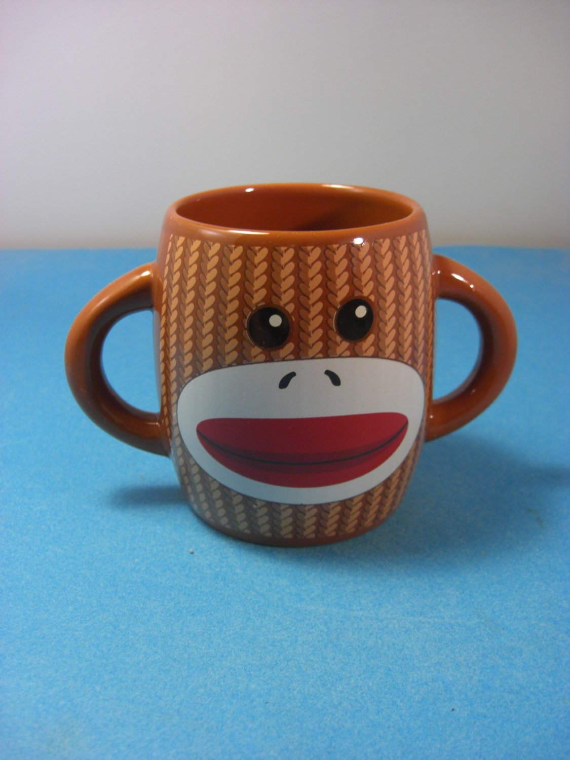 Sock Monkey Double Handle Galerie Ceramic Mug Barrel Shaped