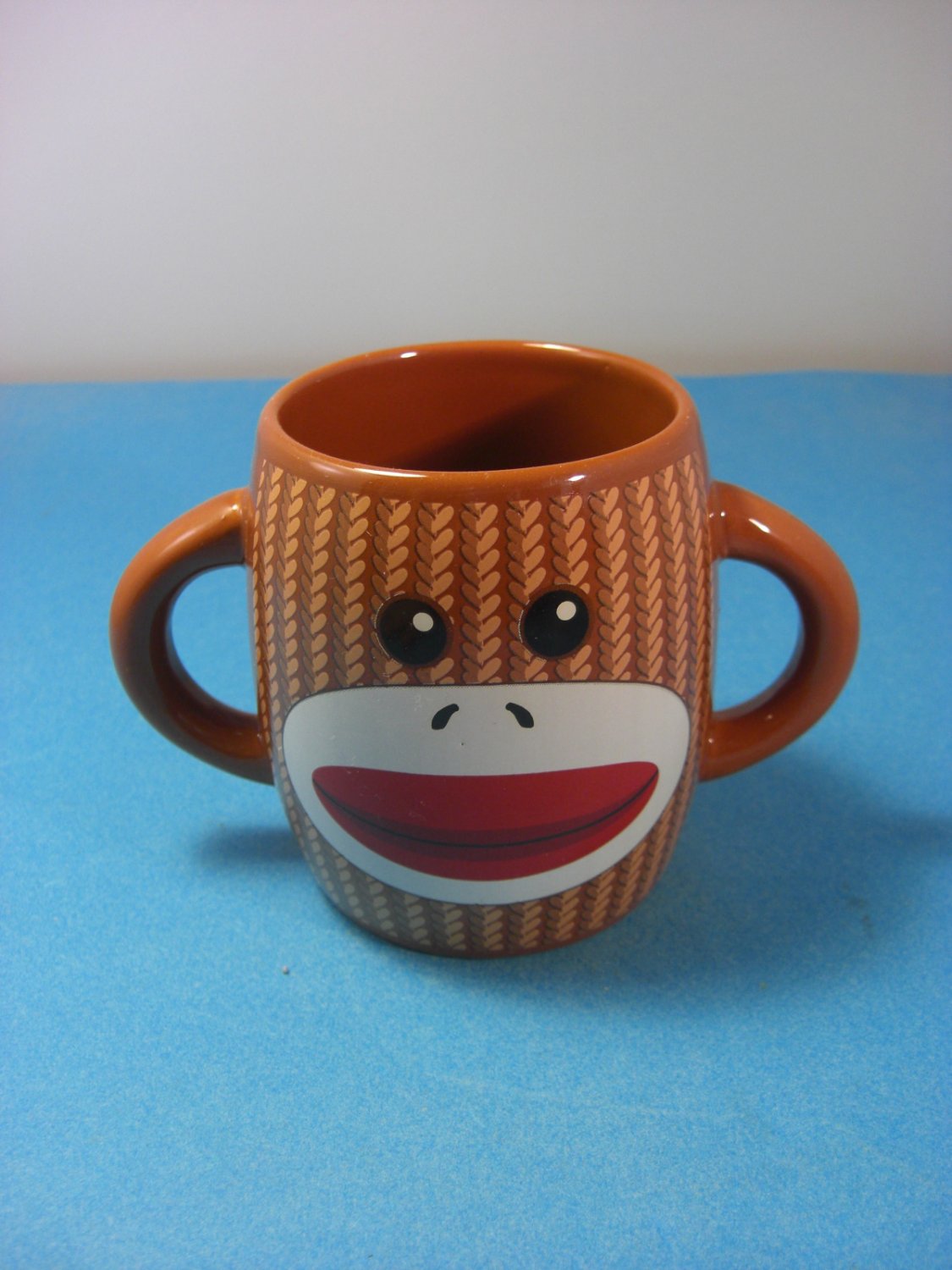 Sock Monkey Double Handle Galerie Ceramic Mug Barrel Shaped