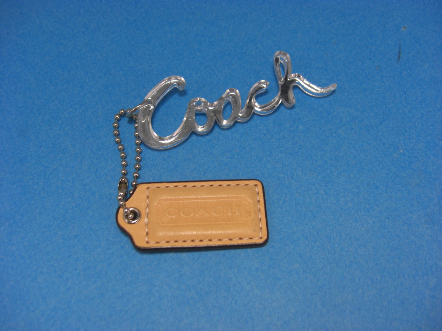 Coach Script Poppy Hang Tag Key Fob Purse Charm Clear 3" Long