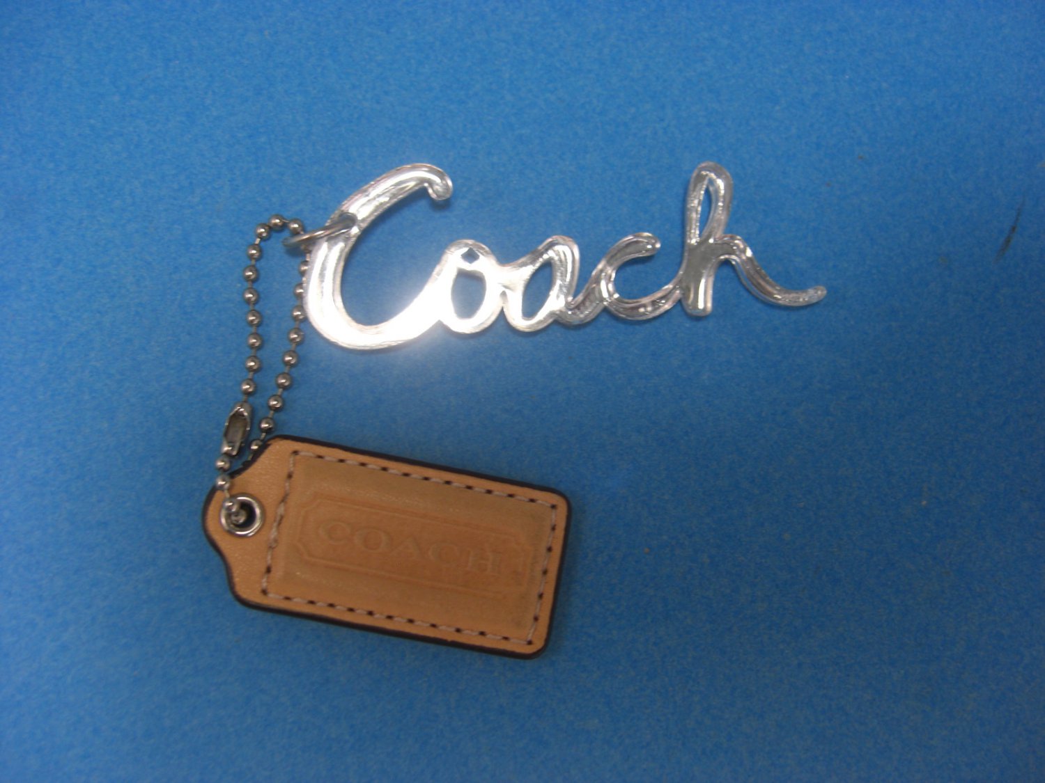 Coach Script Poppy Hang Tag Key Fob Purse Charm Clear 3" Long