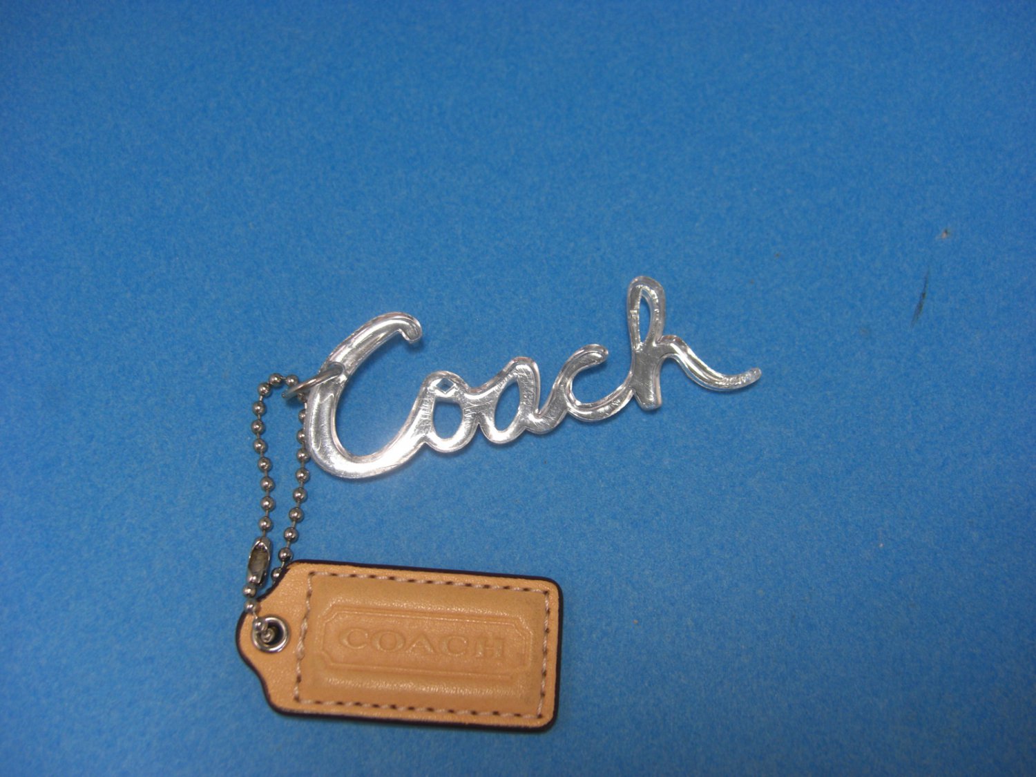 Coach Script Poppy Hang Tag Key Fob Purse Charm Clear 3" Long