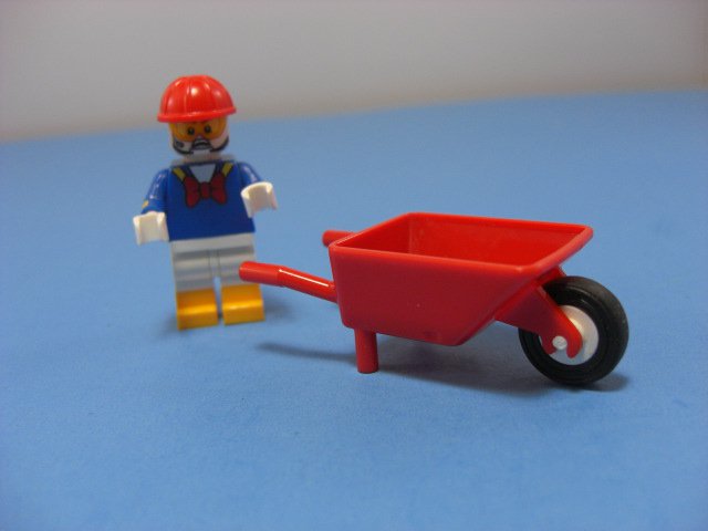 Lego City Man Minifigure With Wheelbarrow Accessory