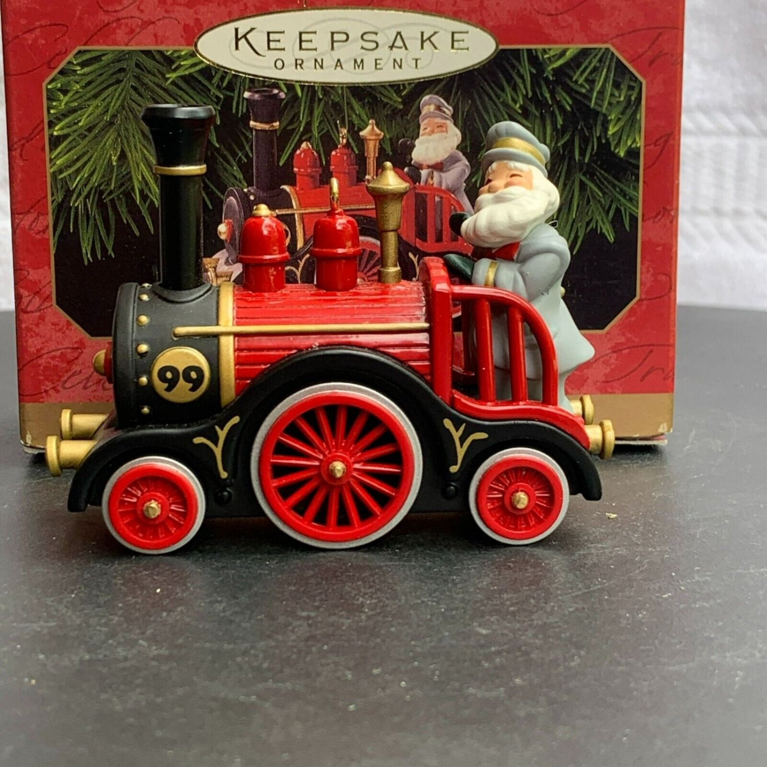 Jolly Locomotive Hallmark Keepsake Christmas Tree Ornament - 1999