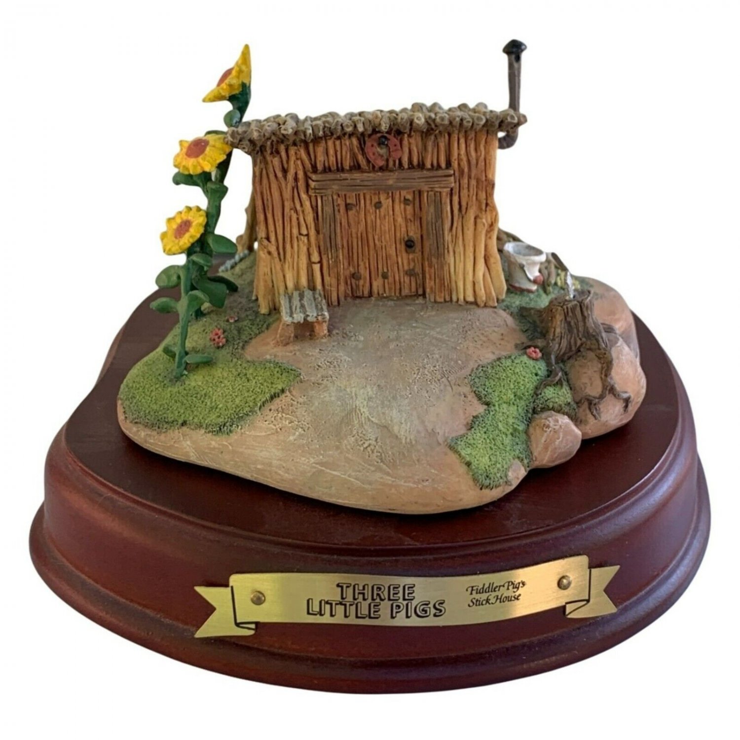 Disney WDCC Enchanted Places Three Little Pigs Fiddler Pig Stick House ...